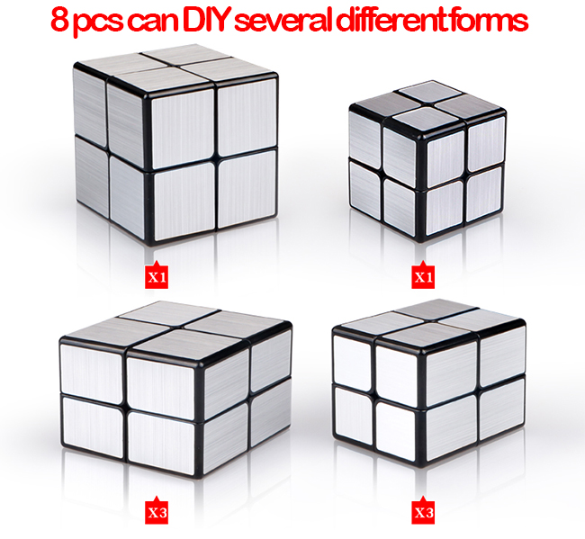 QiYi 2x2x2 Brushed Mirror Block Cube Silvery_Mirror and Gear Cube ...